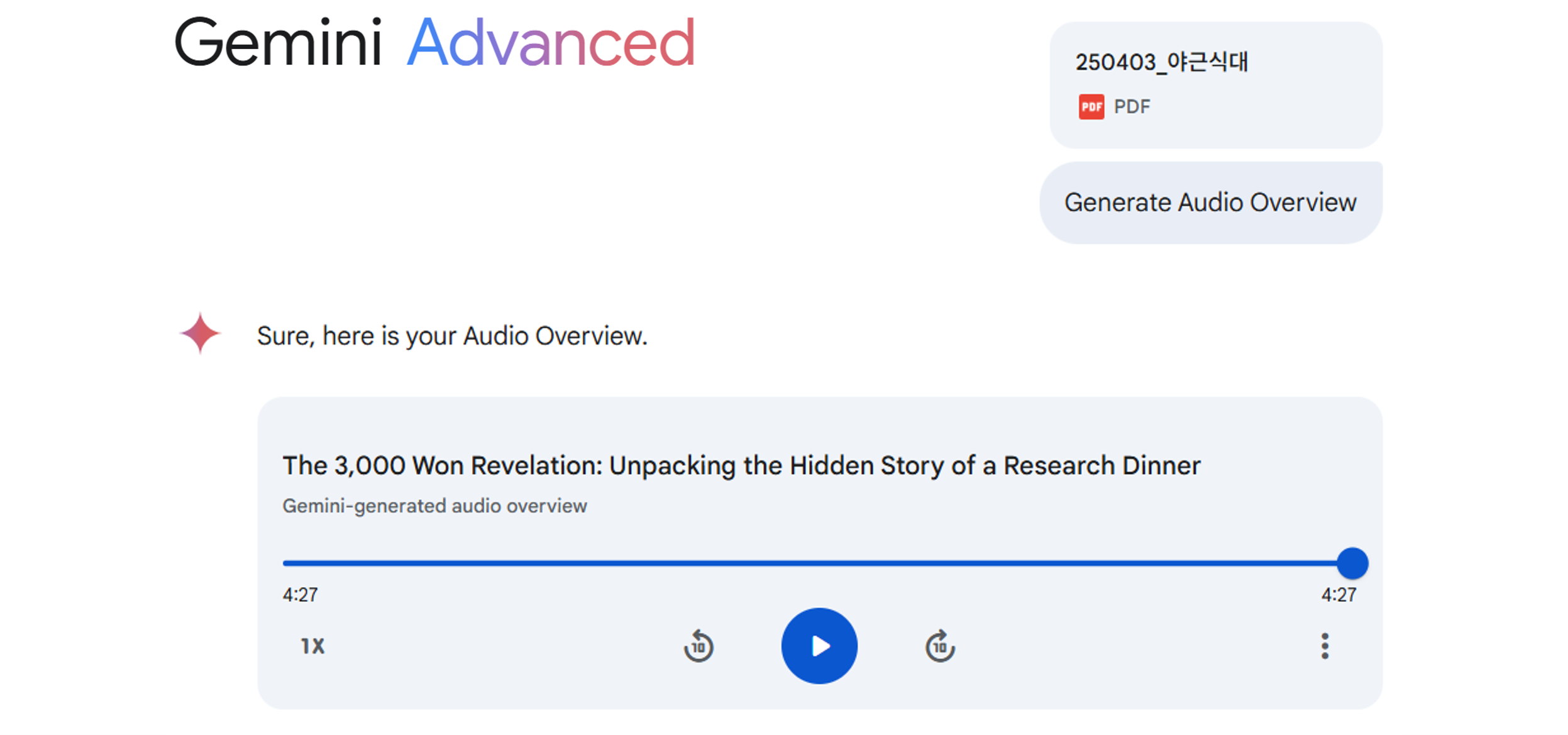 Gemini Audio Overview - 야근식대 지급신청서 | Pega Devlog